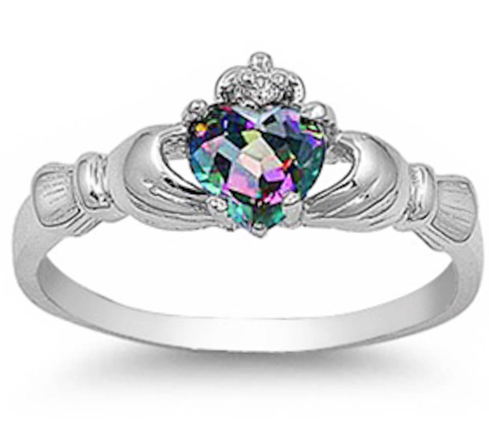 Irish Claddagh Heart Cubic Zirconia Ring .925 Sterling Silver on Luulla